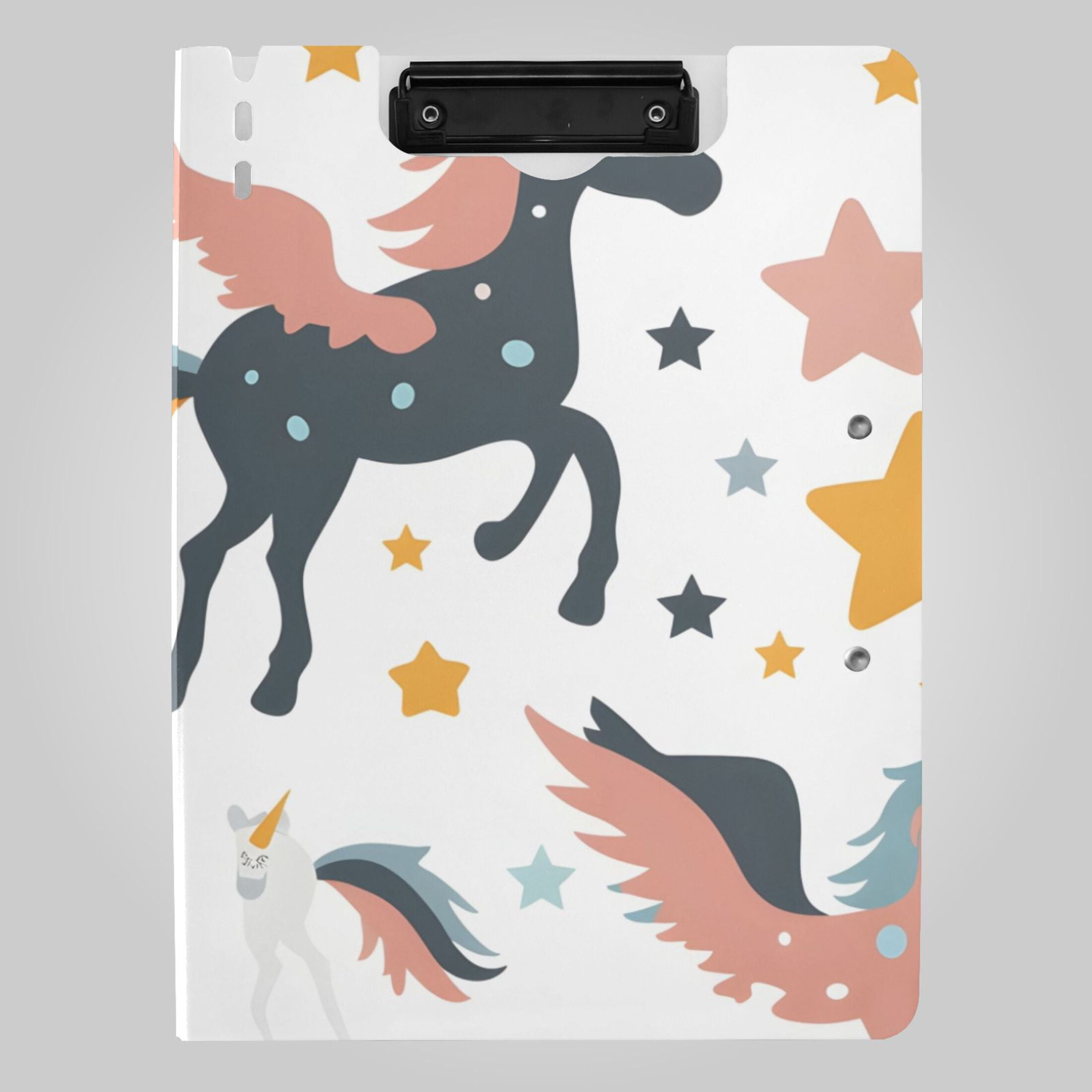 Rainbow Star Unicorns Foldable Binder Folder Clipboard with Pen Slot ...