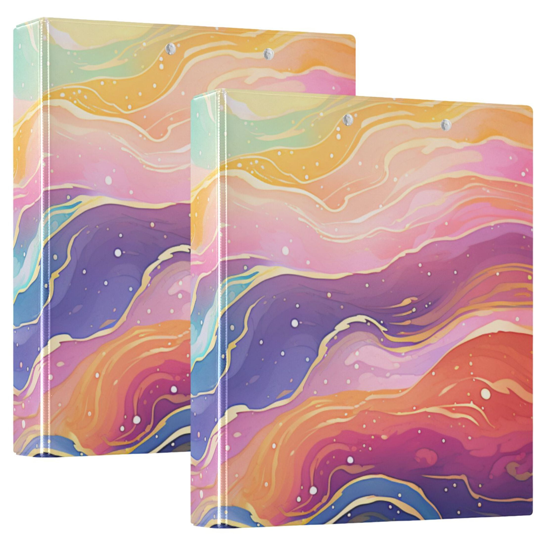 Rainbow Starry Sky Hardcover 3 Ring Binder 1.5 inch Round Rings with ...