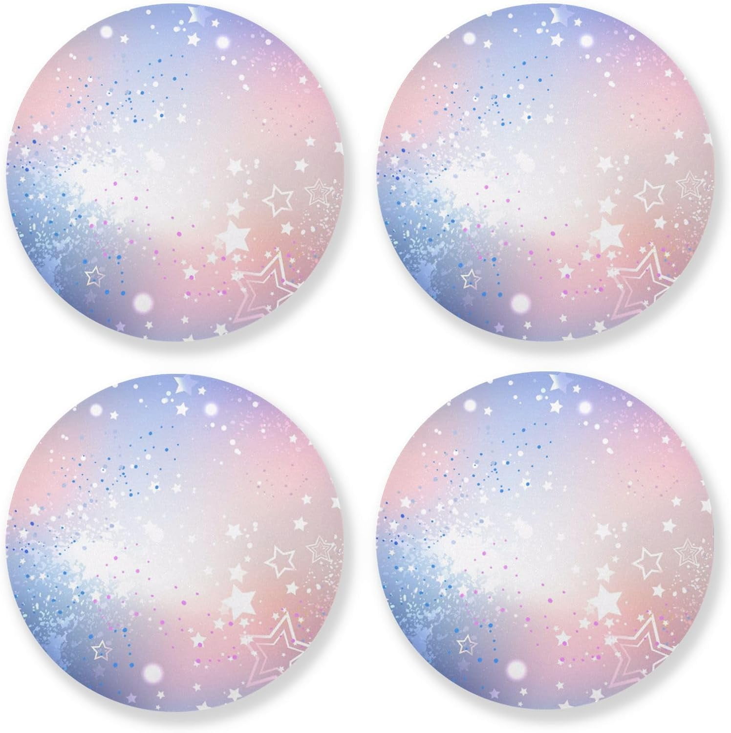 Rainbow Stars Drinks Coasters, Non-Scratch Cork Base Round Cups Mats ...