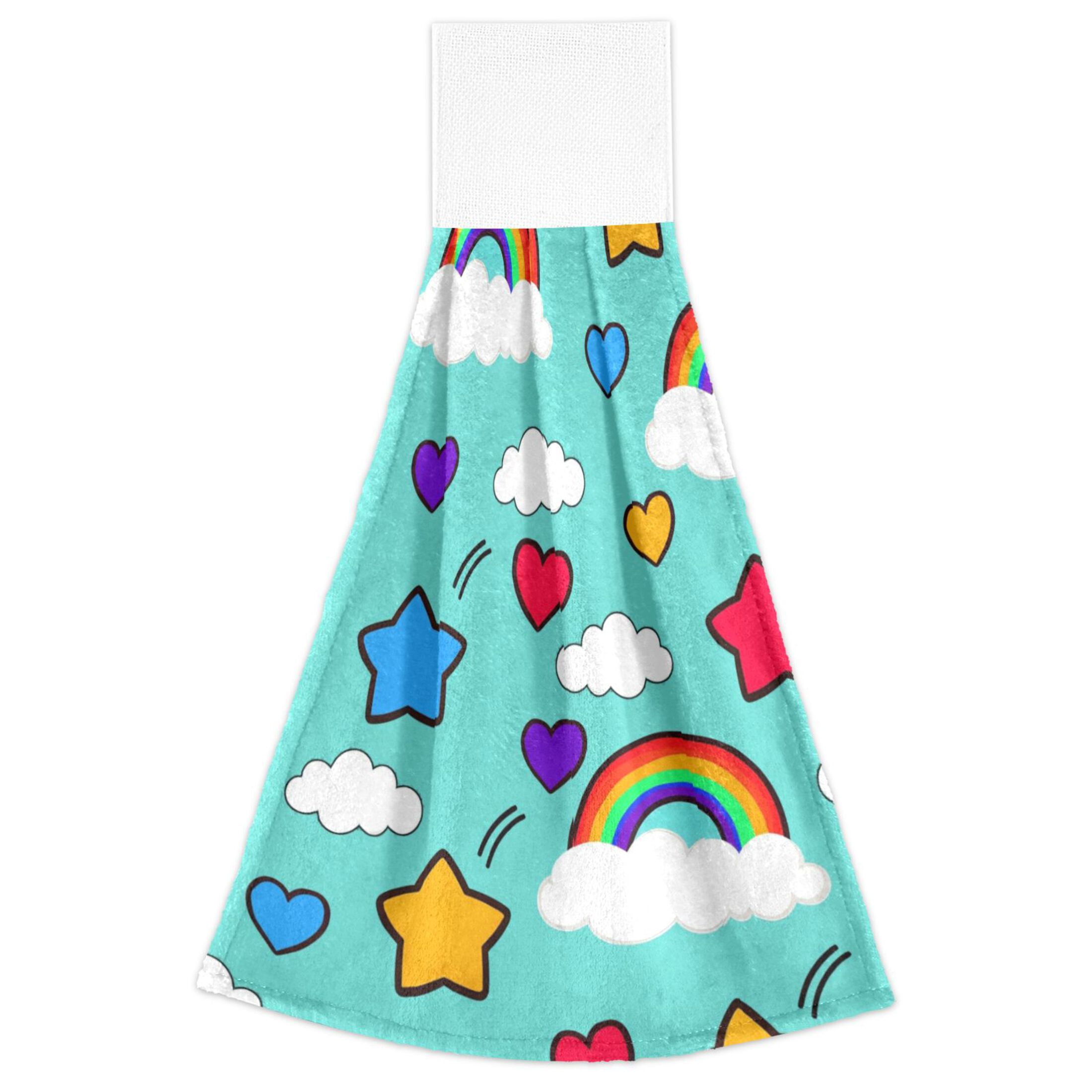 Rainbow Stars Hand Towels 2 Pack Quick Dry Velvet Soft with Velcro ...