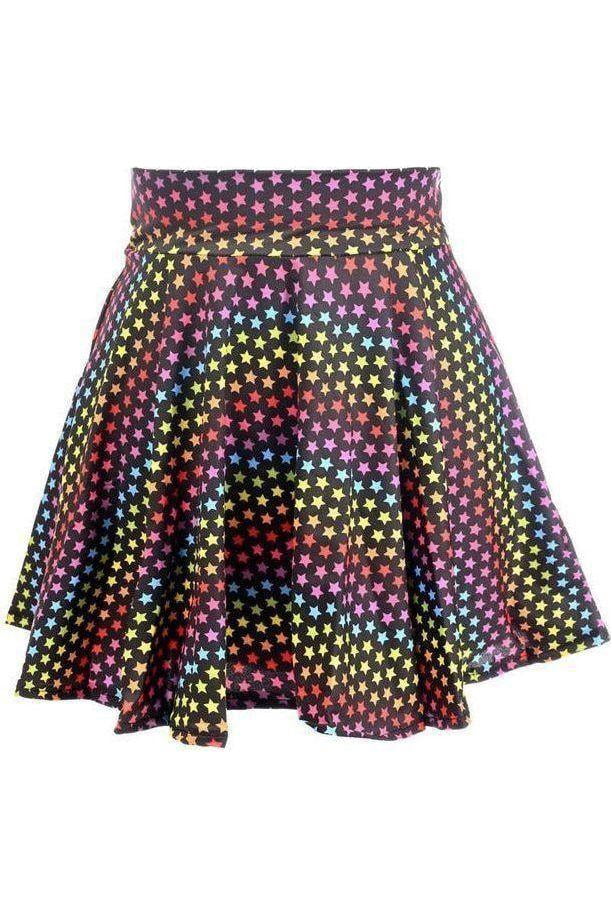 Rainbow Stars Print Stretch Lycra Skirt - Walmart.com