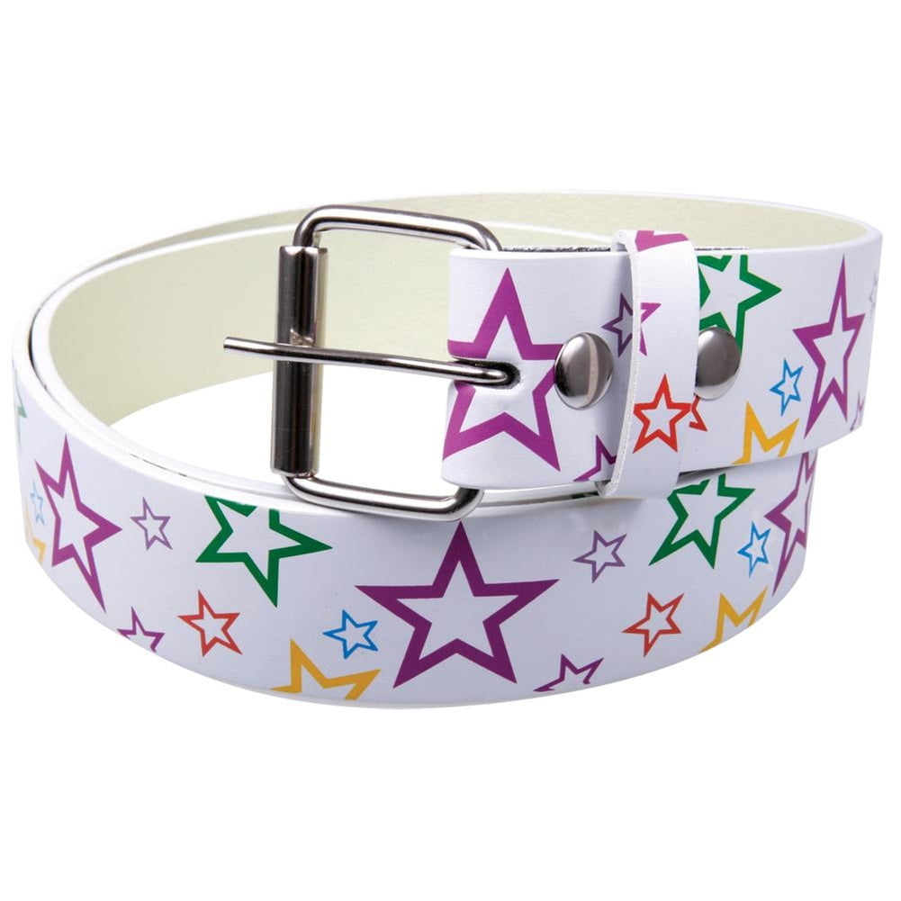 Rainbow Stars White Leather Belt - Walmart.com