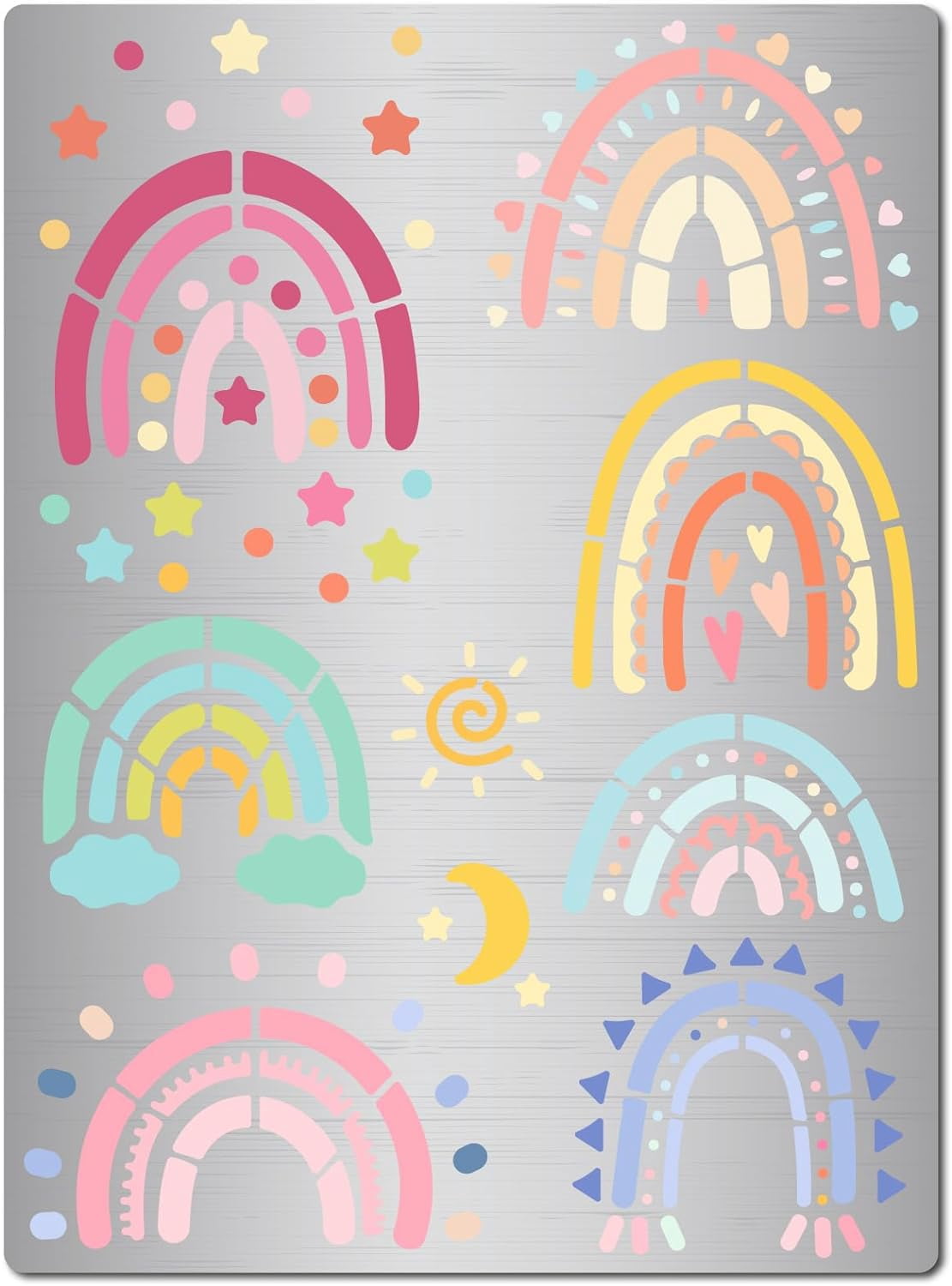 Rainbow Stencils Reusable Star Heart Boho Stainless Steel Metal Drawing ...