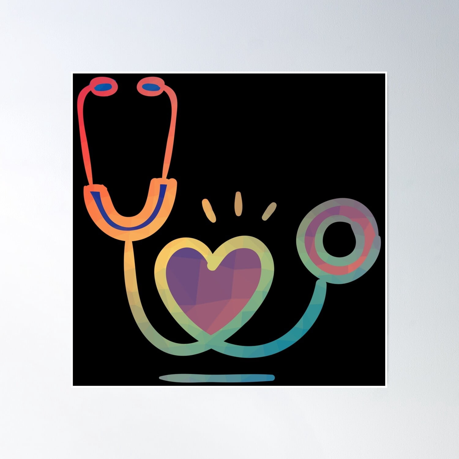 Rainbow Stethoscope Poster Wall Art, Modern Wall Decor, 24x24 UNFRAMED ...
