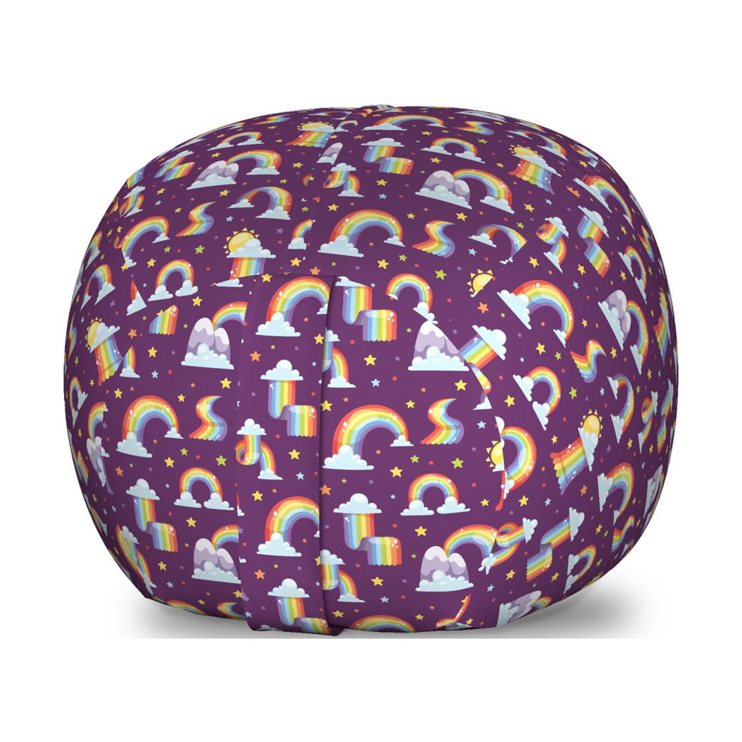 Rainbow Storage Toy Bag Chair, Space Galactical Cartoon Clouds Stars ...