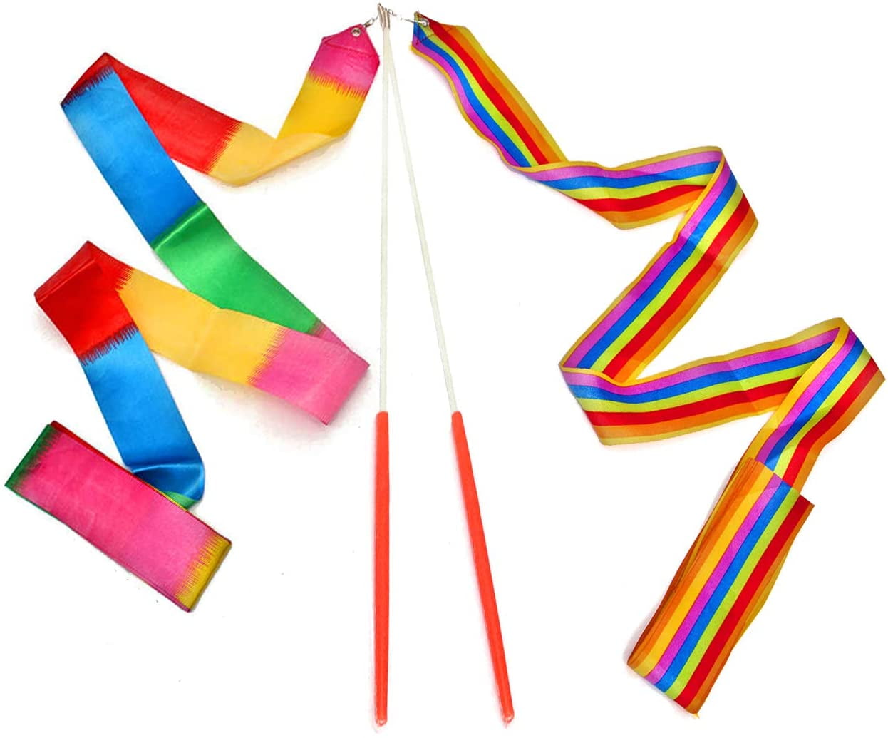 Rainbow Streamers Rhythmic Gymnastics Ribbon Baton Twirling Wands on ...