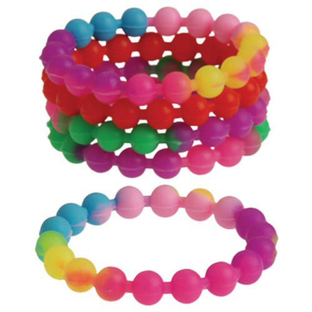 Dozen Assorted Rainbow Stretchy Silicone Bead Bracelets - Walmart.com