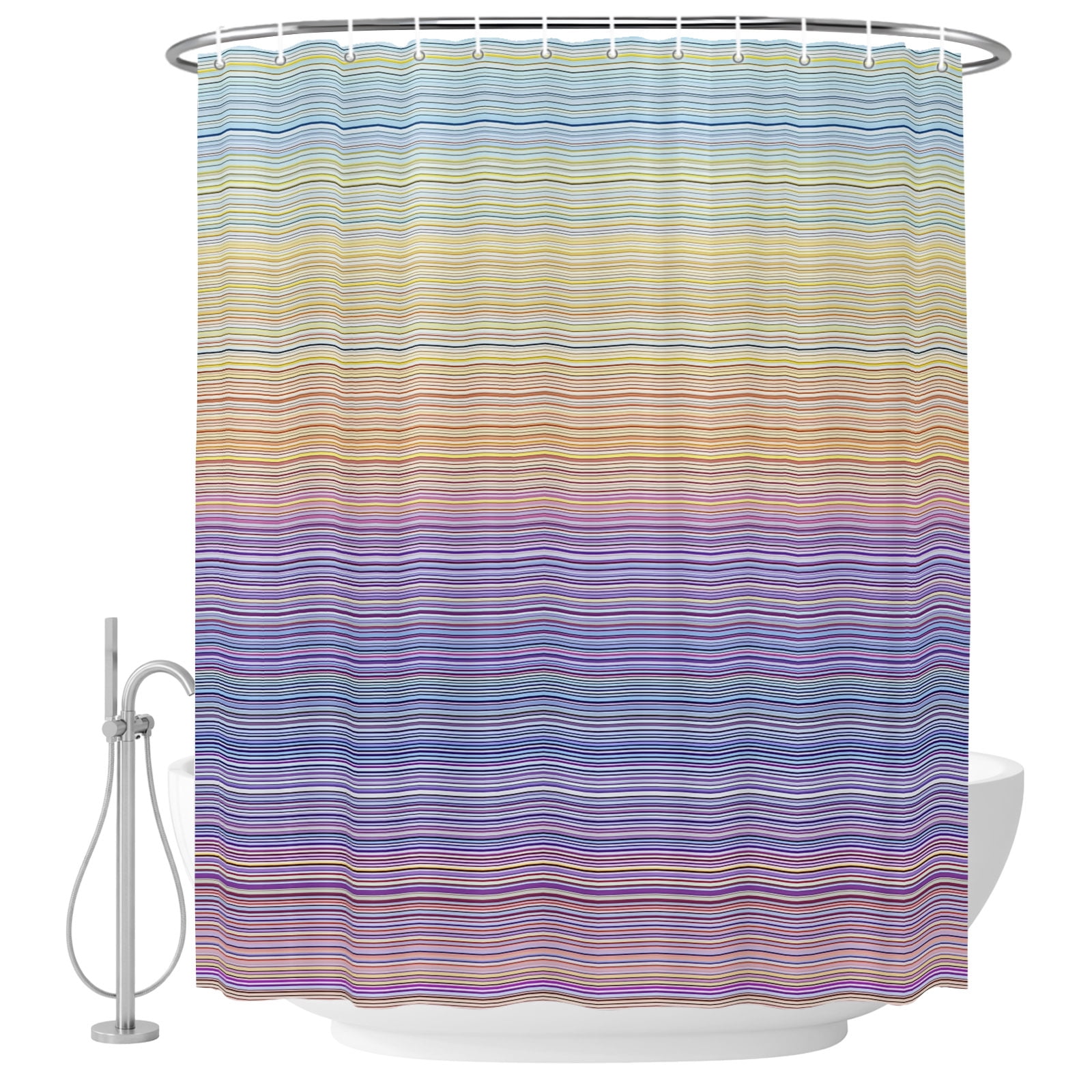 Rainbow Striations Shower Curtain for Bathroom, Minimalist Retro Dark ...
