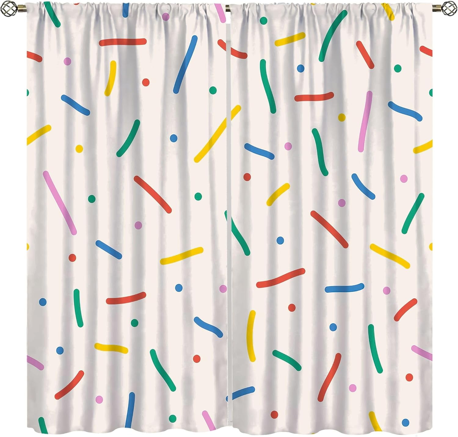 Rainbow Strip Curtains, Cute Colourful Rainbow Dots Bohemian Style ...