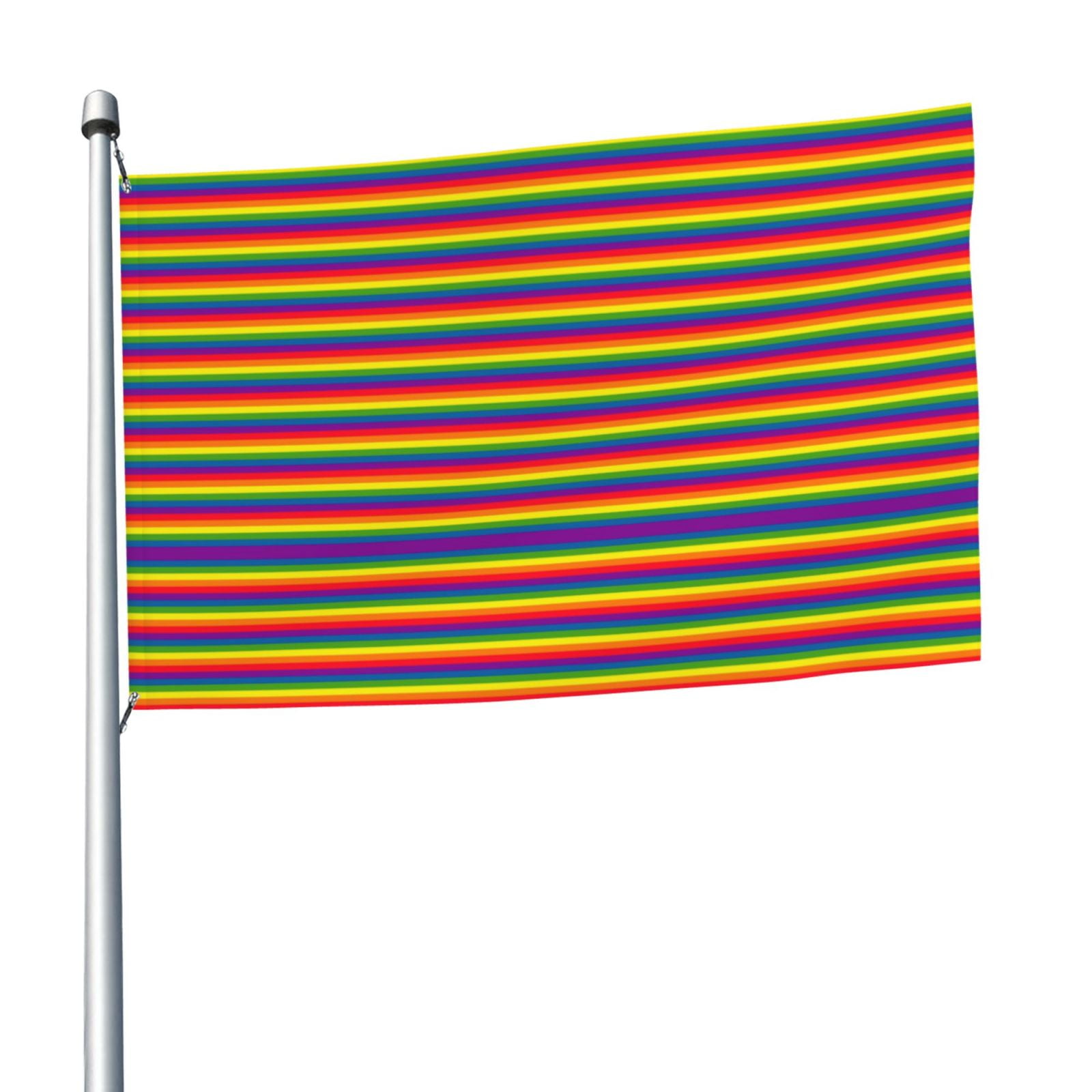 Rainbow Stripe Pattern Flag 5x8 Ft Print Vivid Color Light-Weighted ...