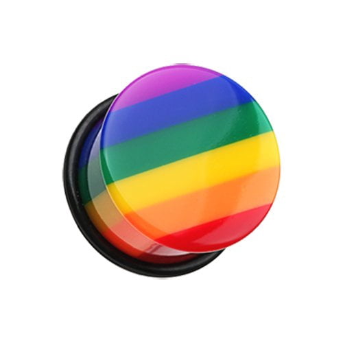 Rainbow Stripe Single Flared Ear Gauge Plug - Walmart.com