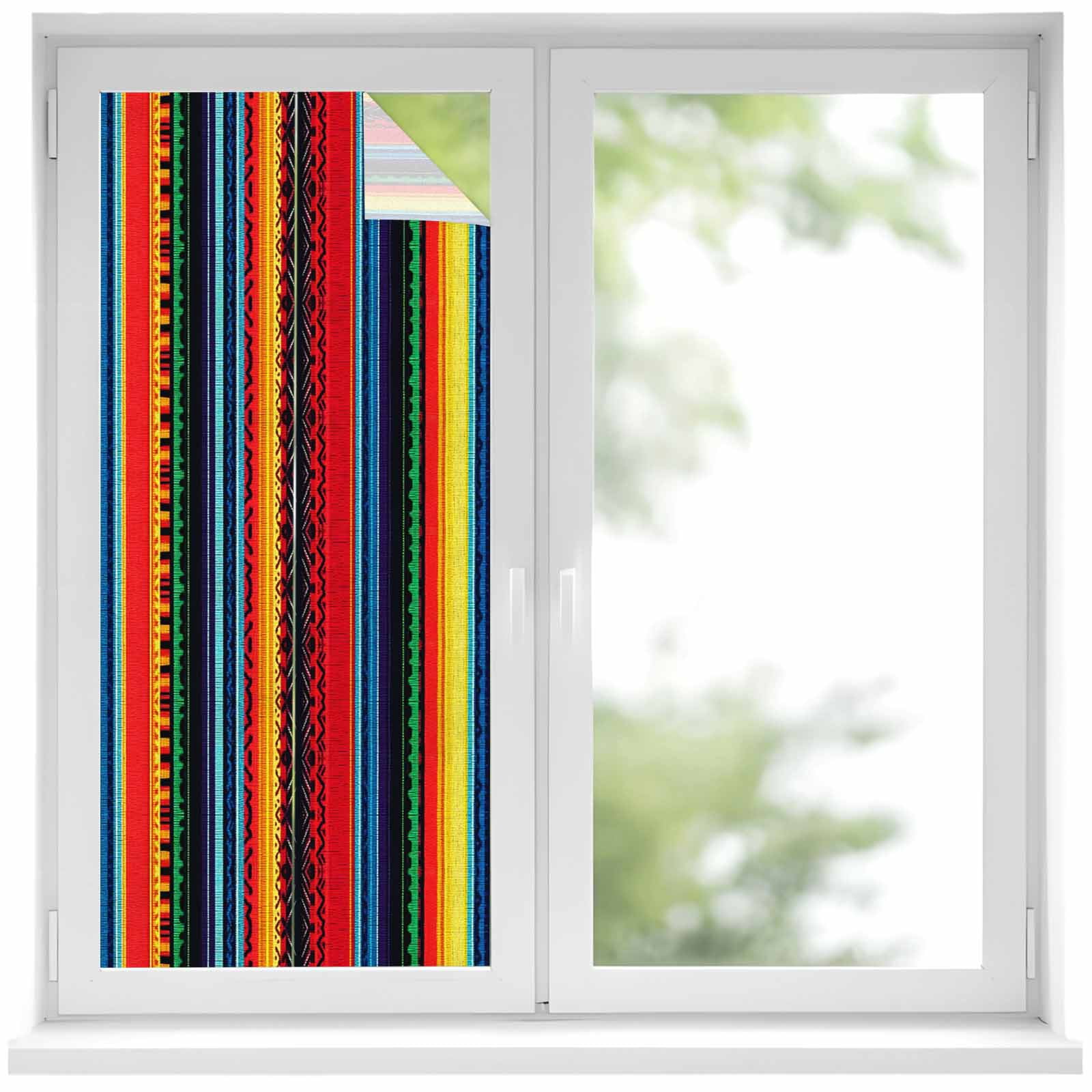 Rainbow Stripe Window Privacy Film, Boho Minimalist Geometric Line ...