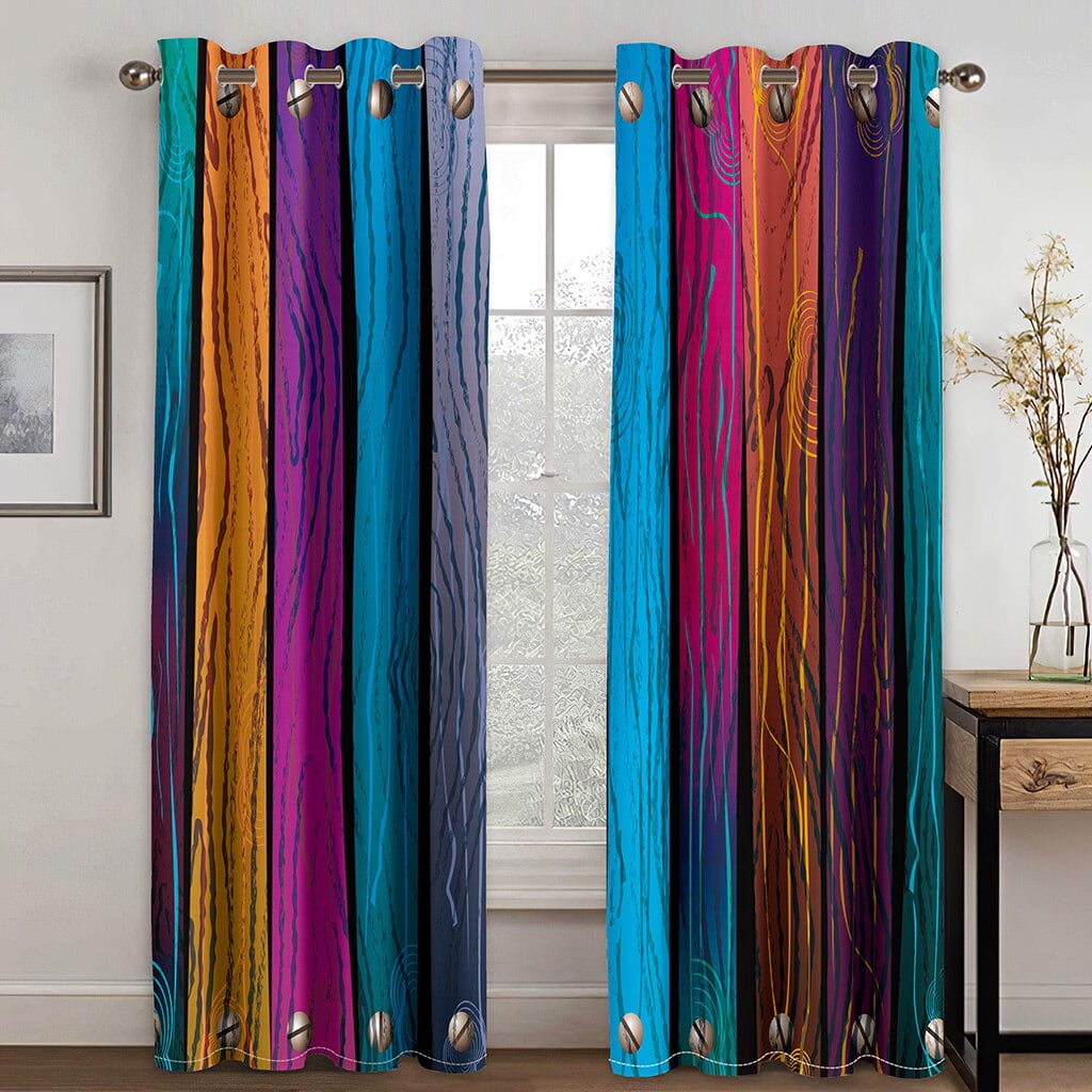 Rainbow Striped Curtains Colorful Vibrant Vertical Stripes 3D Print ...