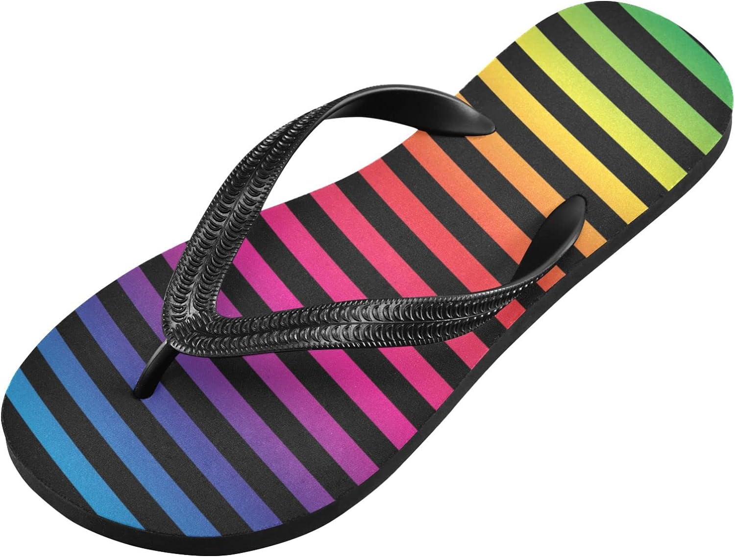 Rainbow Stripes Flip Flop Casual Non-slip Thong Sandals for Women Men ...