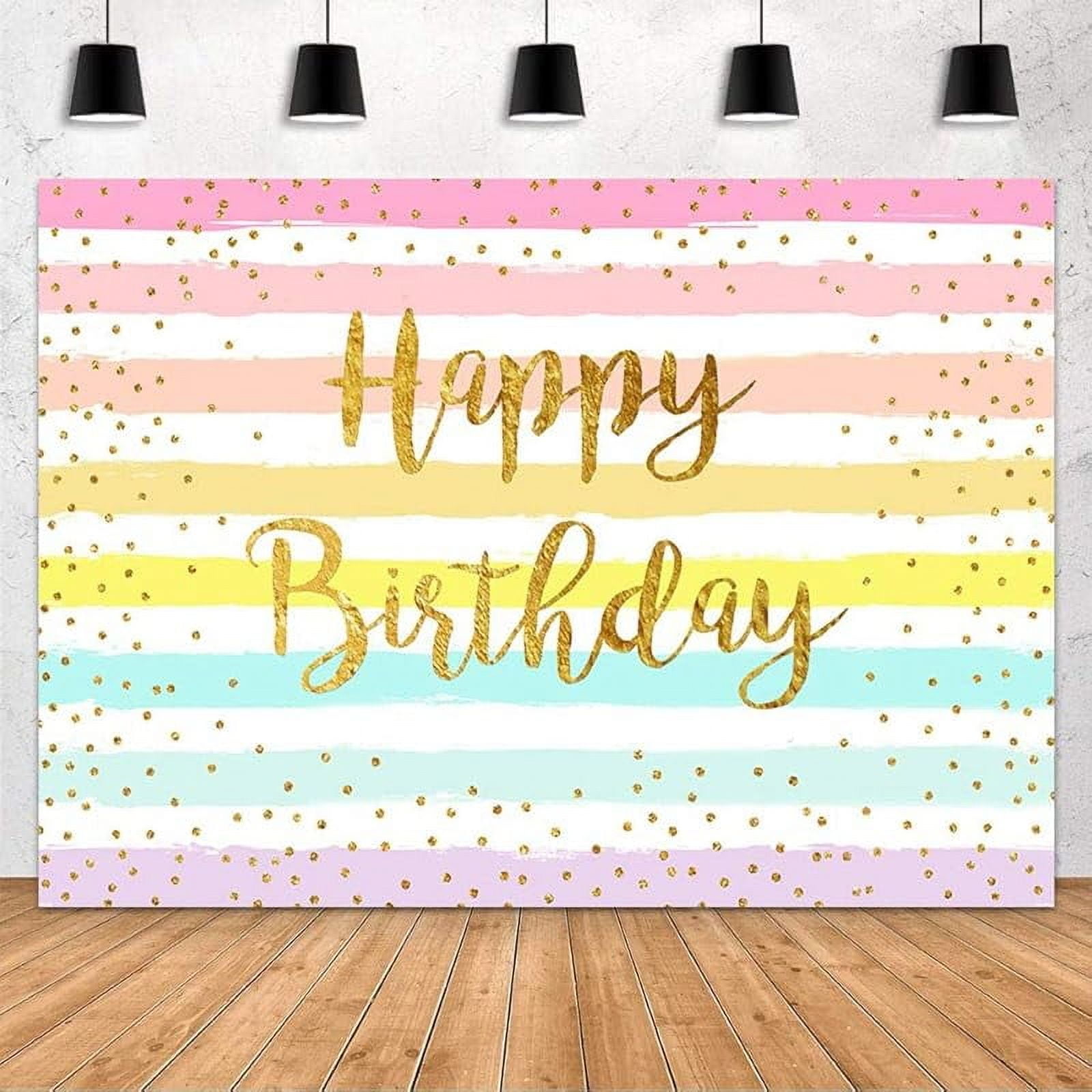 Rainbow Stripes Happy Birthday Backdrop Party Decoration for Childs ...