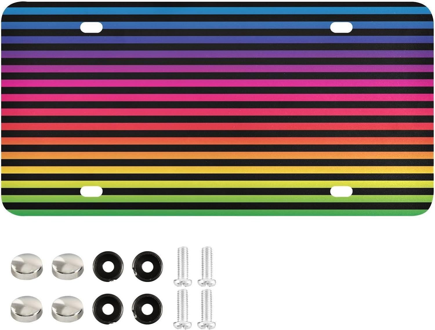 Rainbow Stripes License Plates Front License Plate Covers Metal Car Tag ...