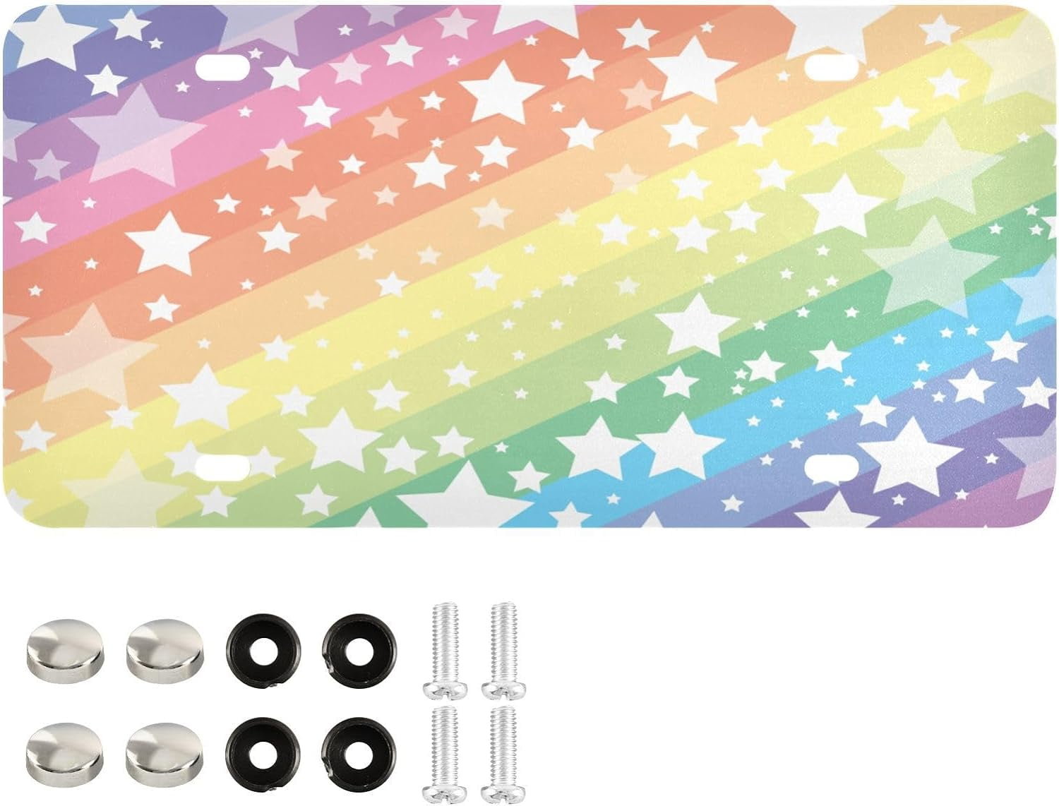 Rainbow Stripes License Plates Front License Plate Covers Metal Car Tag ...