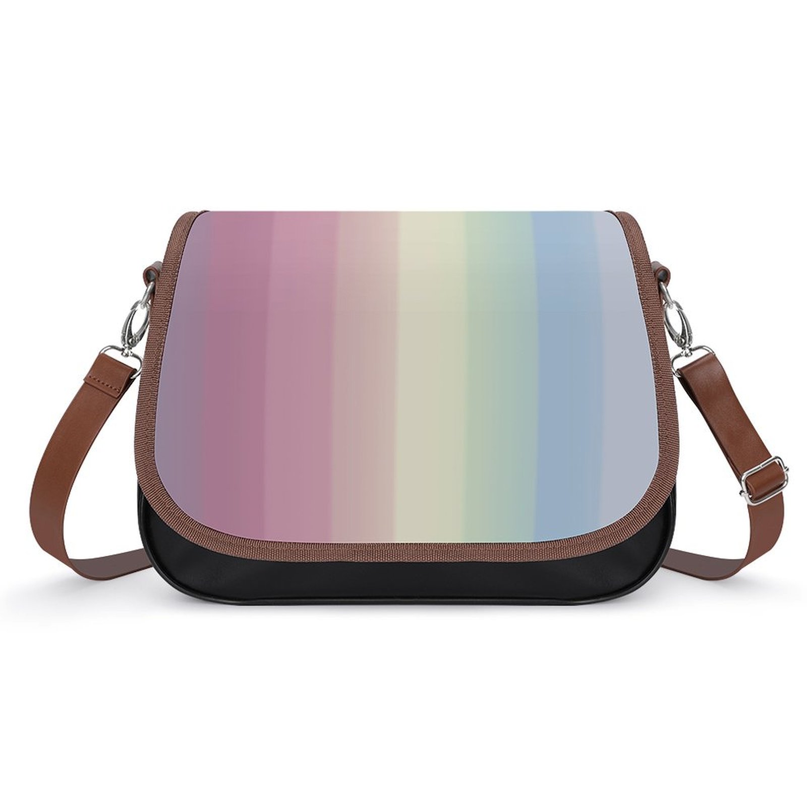 Rainbow Stripes Pu Leather Shoulder Bag Essential For Daily Travel ...