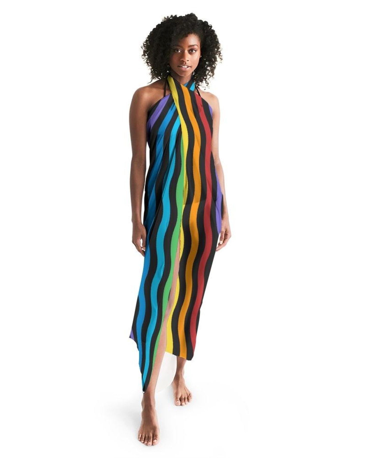 Rainbow Stripes Sheer Wrap Cover Up - Walmart.com