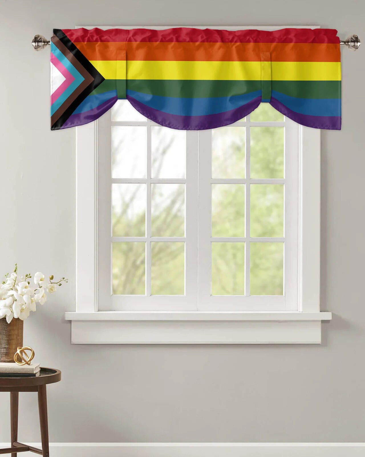 Rainbow Stripes Small Curtain Rod Pocket Short Curtains Home Decor ...