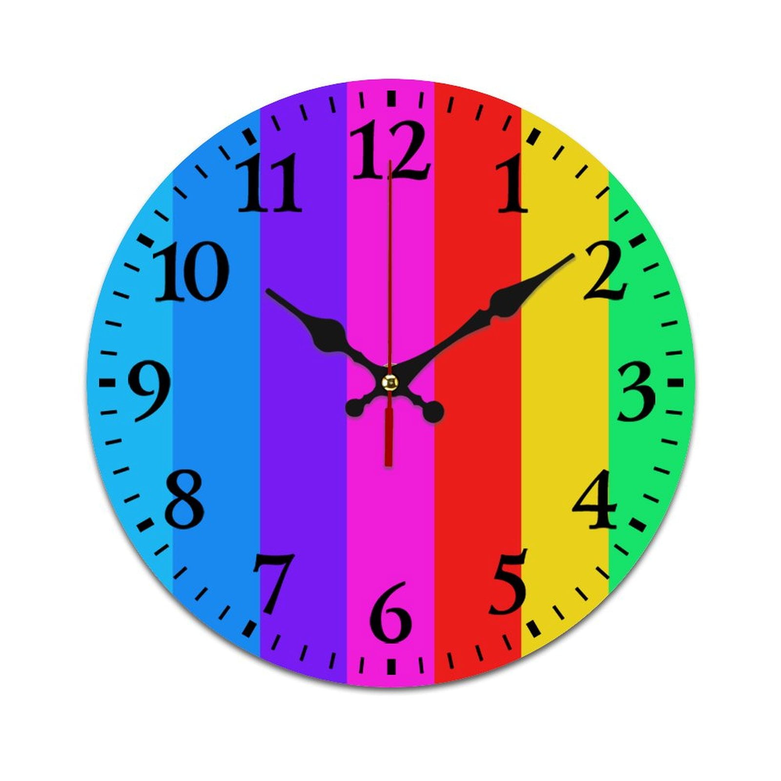Rainbow Stripes Wall Clock Modern Design Clocks Wall Hanging Home ...