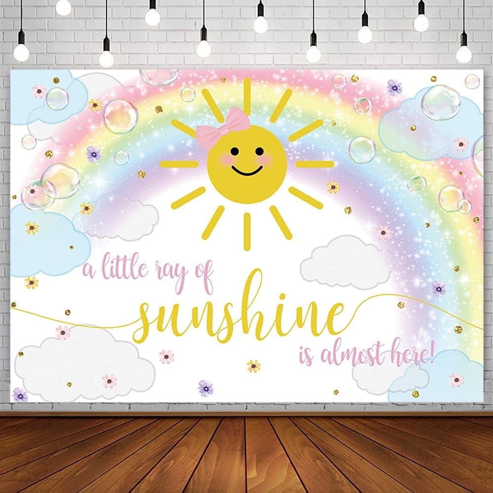 Rainbow Sunshine Baby Shower Backdrop A Little Ray of Sunshine is ...