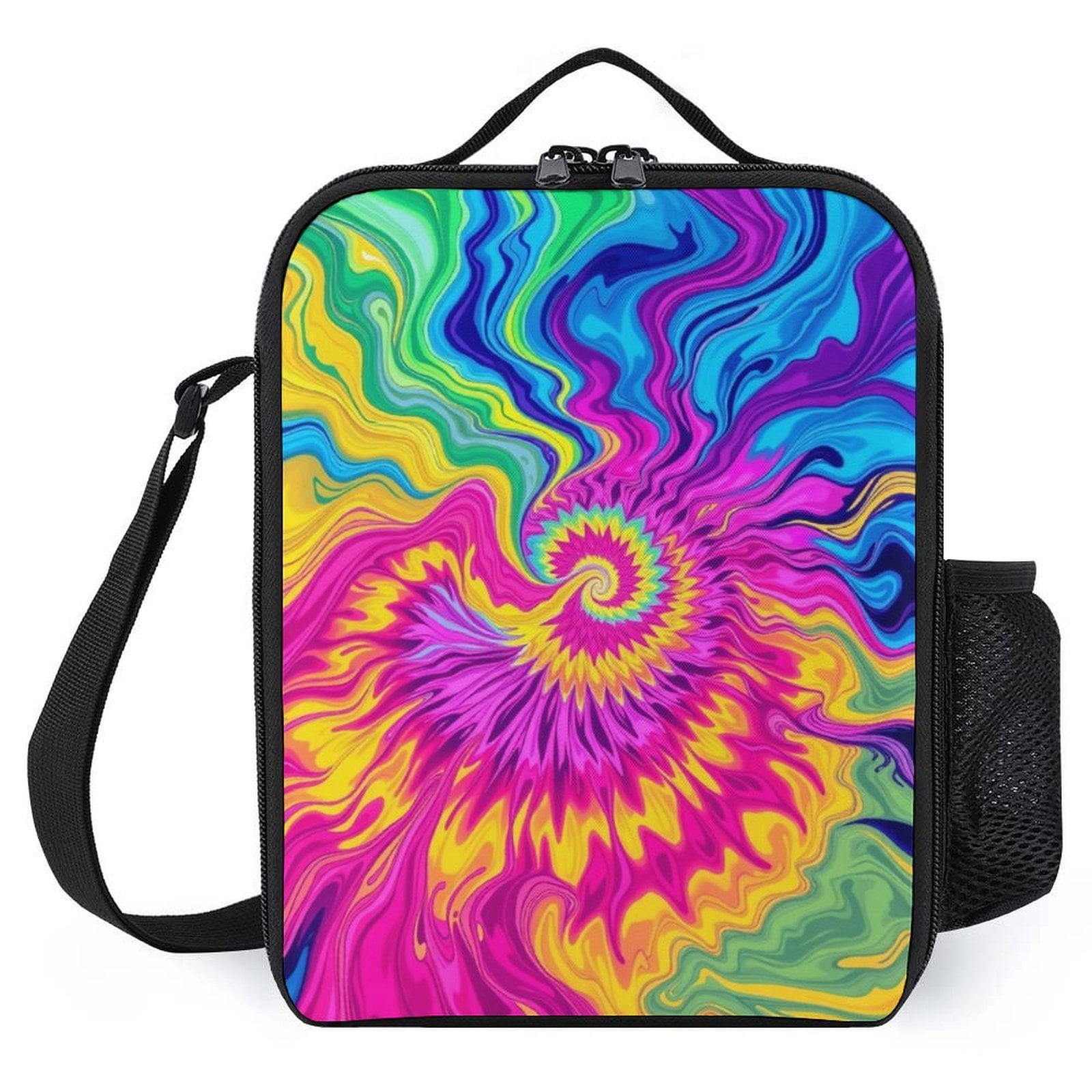 Rainbow Swirl Art Messenger Bag Cartoon Teenage Crossbody Bag Lunch Bag ...