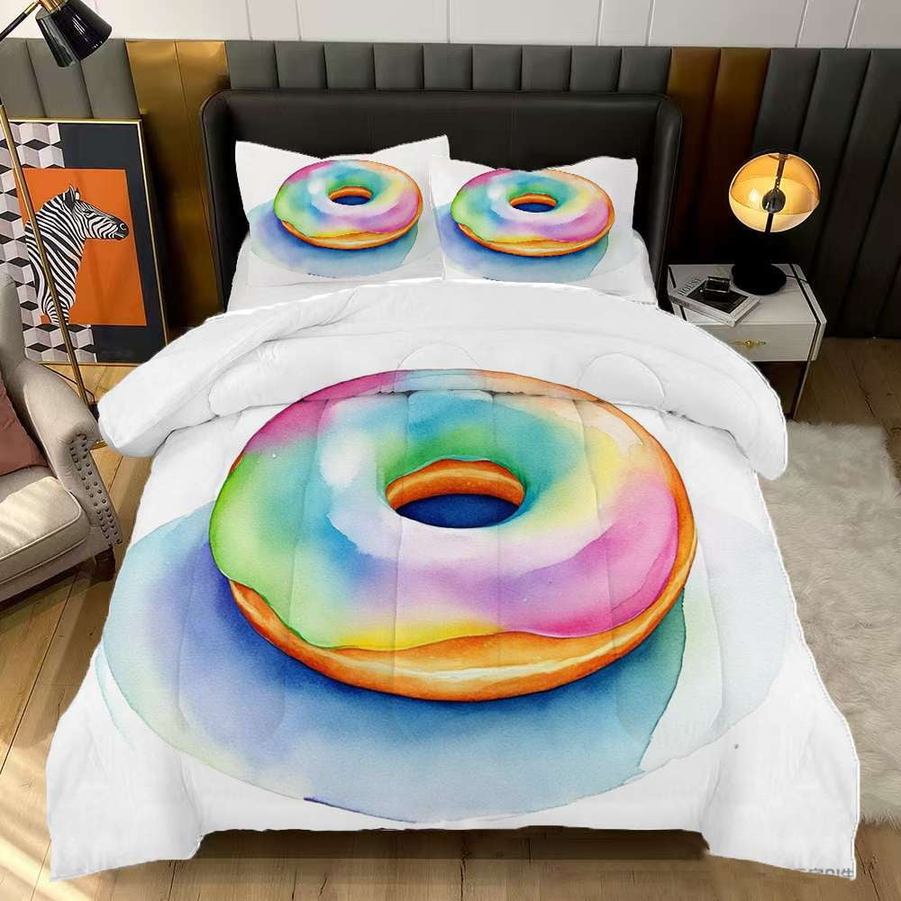 Rainbow Swirl Donut Comforter Set King Size Bedding Set For Travl ...