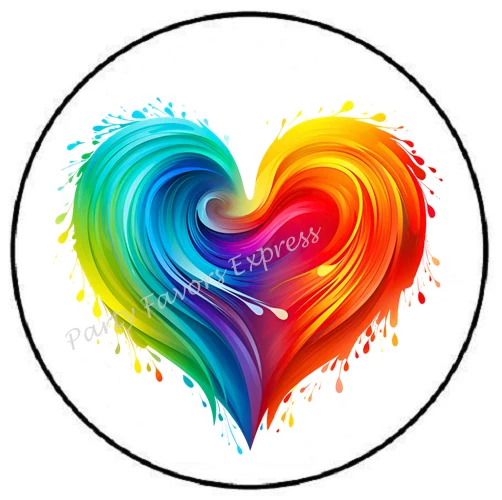 Rainbow Swirl Heart Stickers Party Favors Phone Decal Water Bottle ...