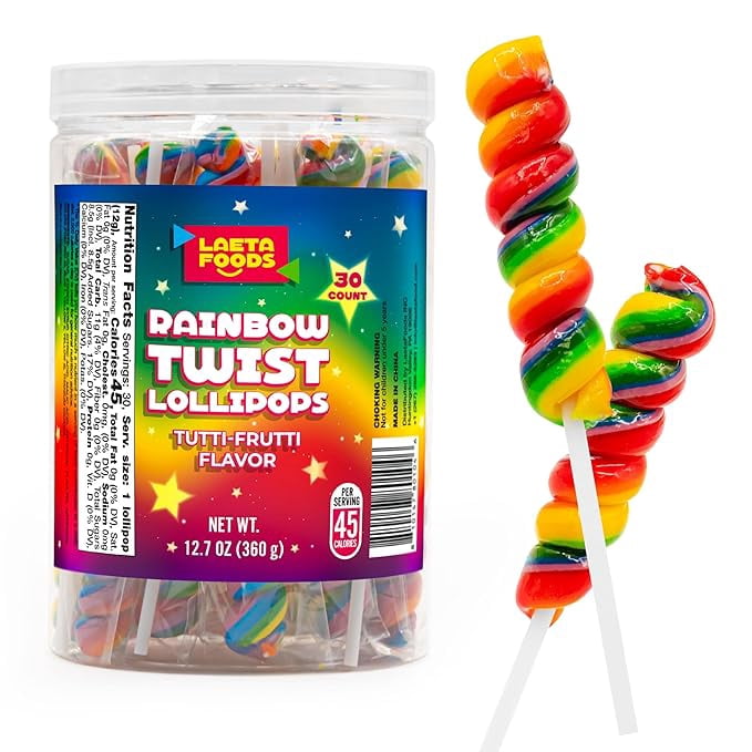 Easter Rainbow Swirl Lollipops | 30 Count Jar | Tutti-Frutti Flavor ...