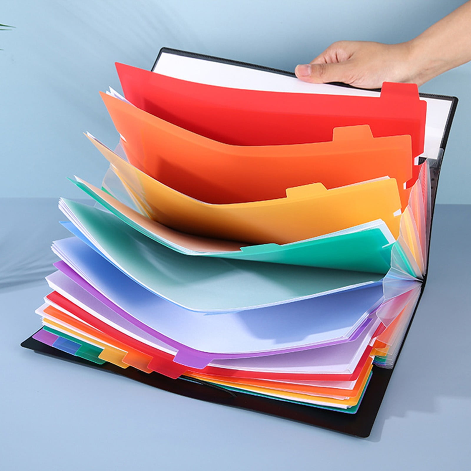 Rainbow Tab Expanding File Folder - 12 Pockets, Durable A4 Letter Size ...
