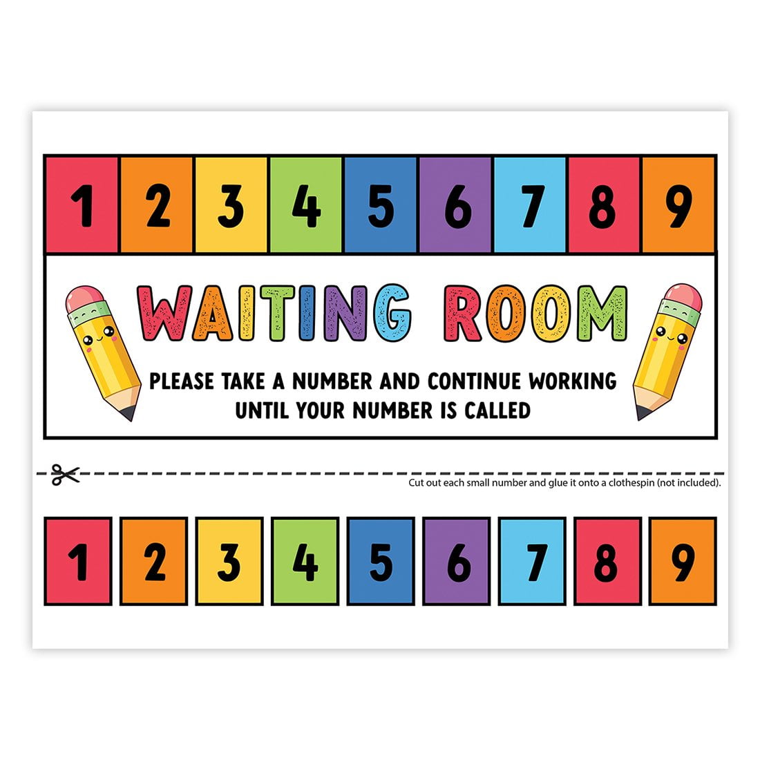 Rainbow Teacher Waiting Room Sign Take a Number Classroom Poster ...