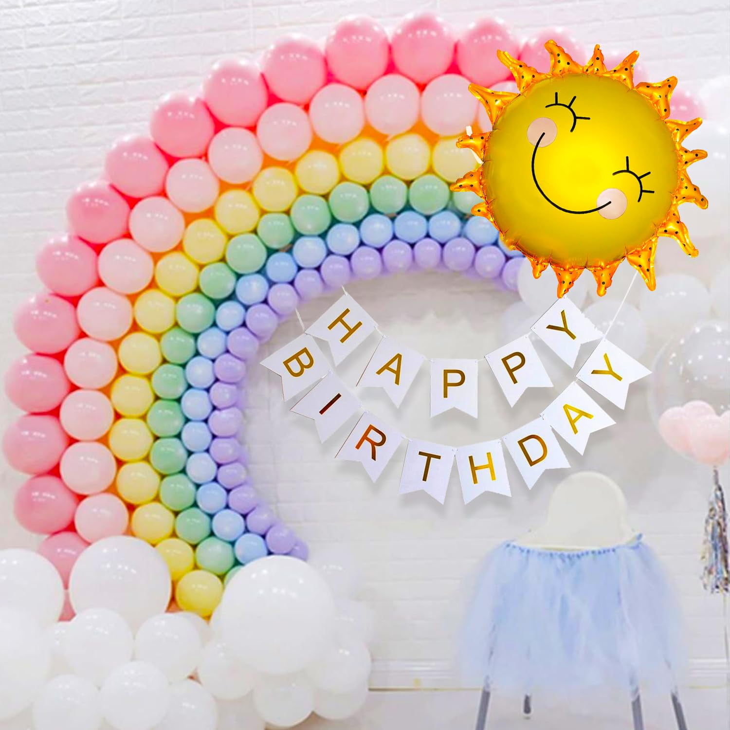 Rainbow Theme Birthday Decorations Combo Pack Of 64 Pcs - Multicolor ...
