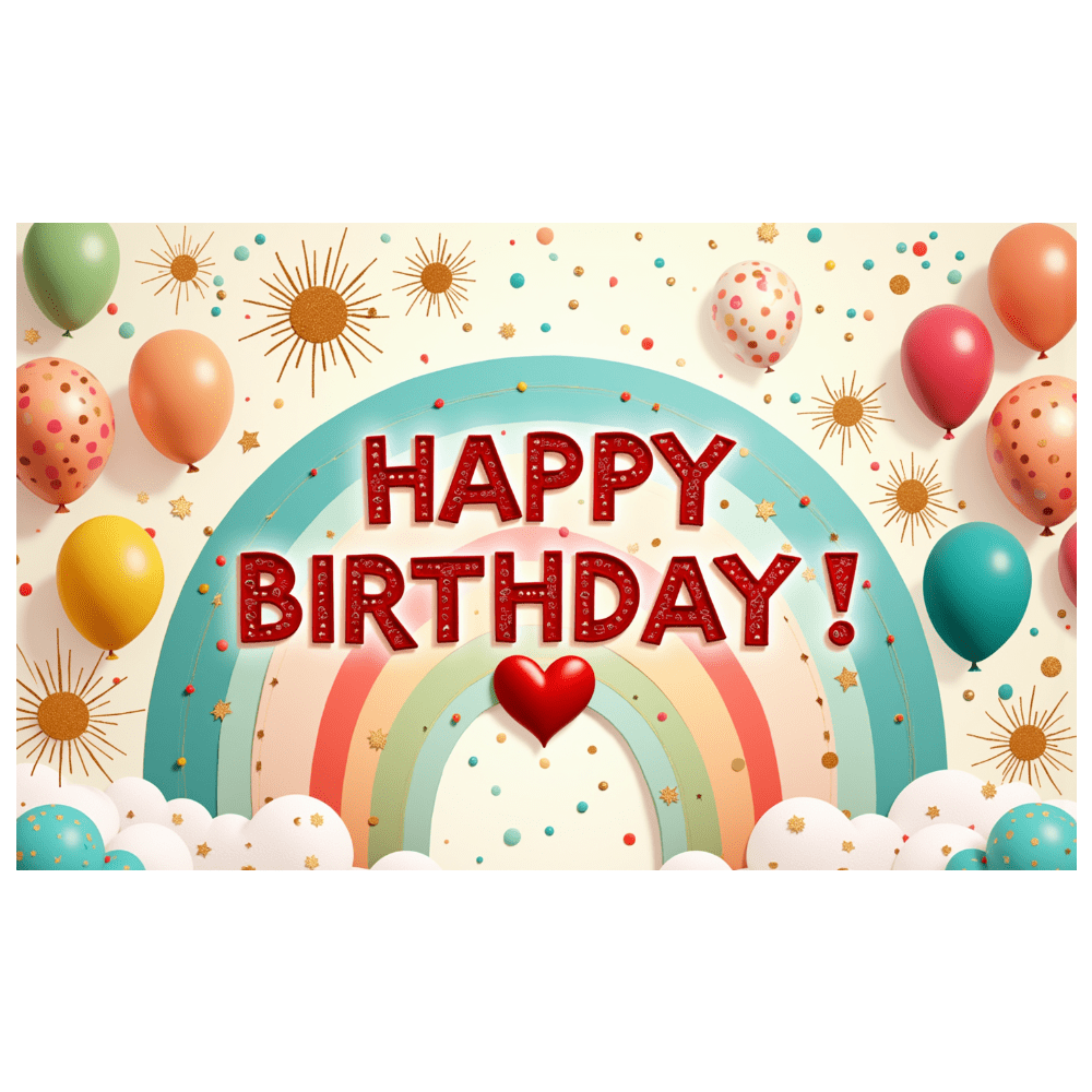 Rainbow Theme Happy Birthday Banner Colorful Balloons Star Decorations ...