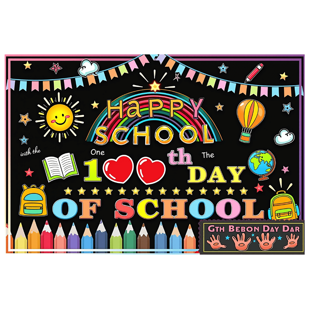 Rainbow Theme Happy School Banner First Day Educational Celebration ...
