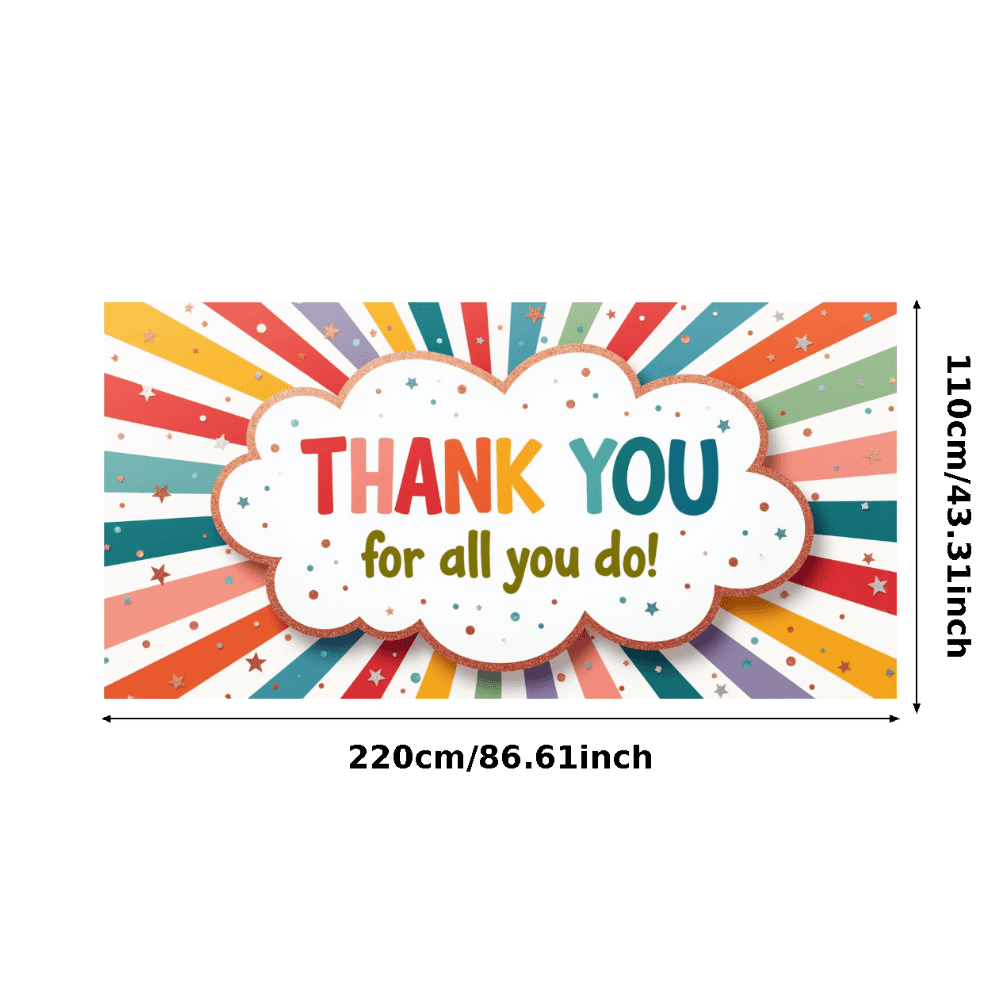 Rainbow Theme Thank You Banner Cloud Shape Colorful Decorations for ...