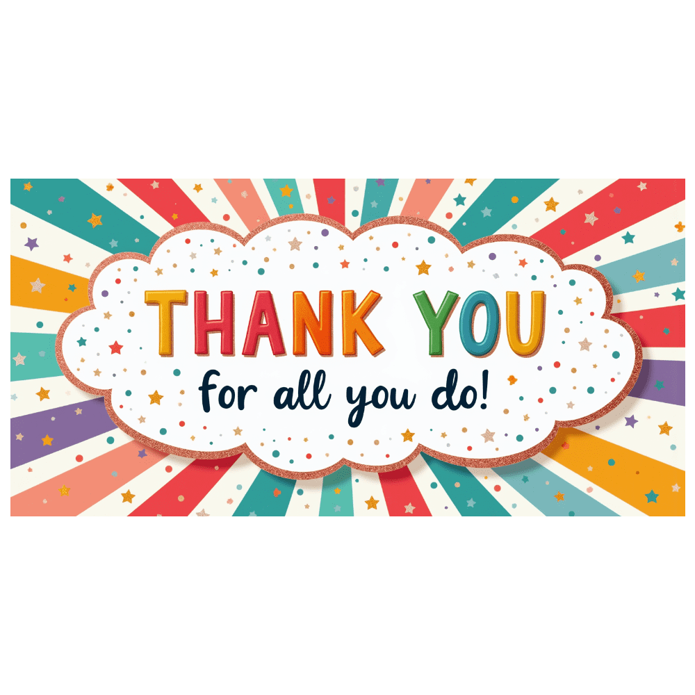 Rainbow Theme Thank You Banner Cloud Shape Colorful Decorations for ...