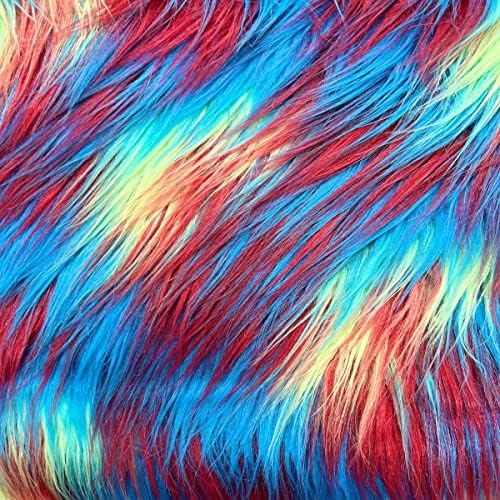 Rainbow Three Tone Shaggy Faux Fur Fabric - Sold by The Yard - 60 ...