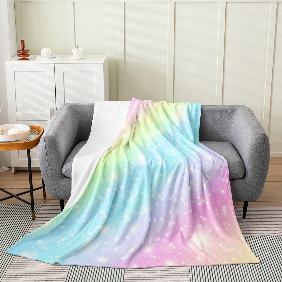 Rainbow Throw Blanket for Kids Girls Teens Women,Tie Dye Pastel Fleece ...