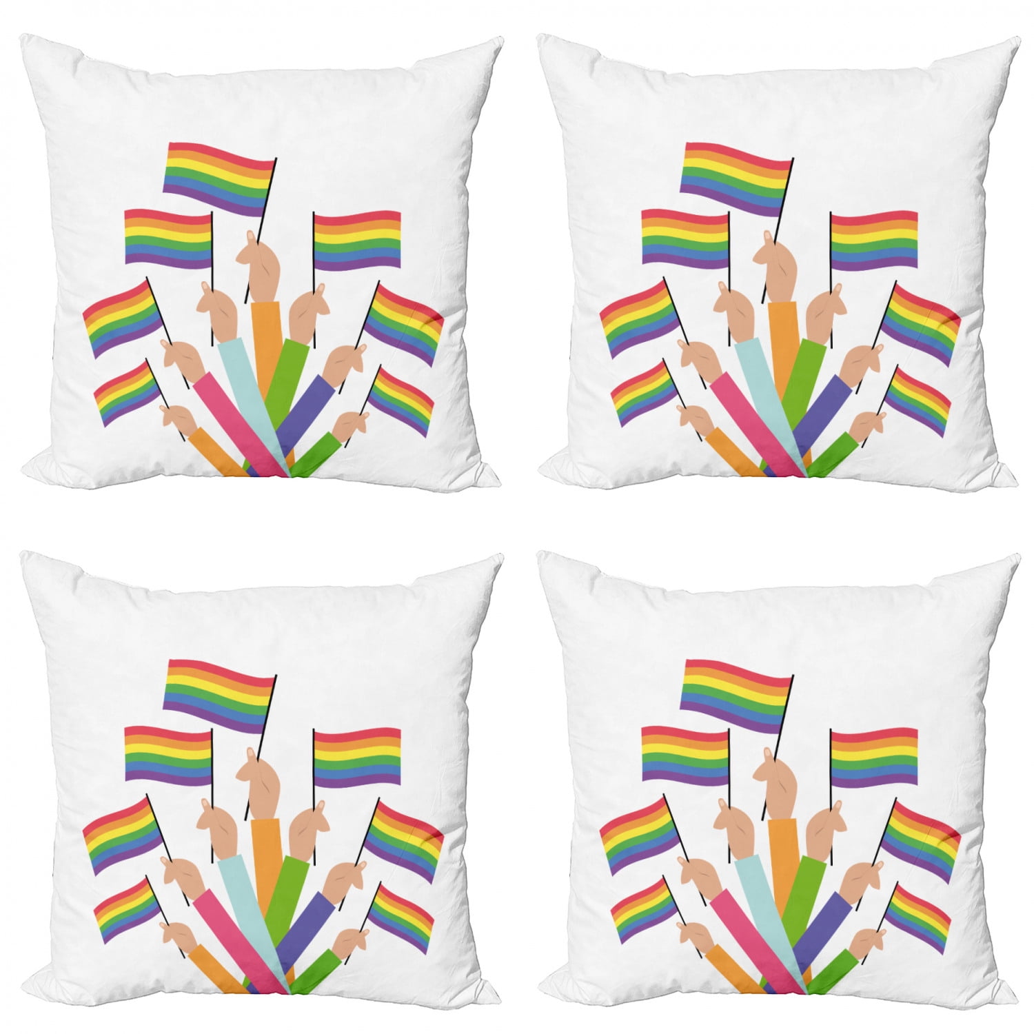Ambesonne Rainbow Throw Pillow Cover 4 Pack, LGBT Pride Flags Love Wins ...
