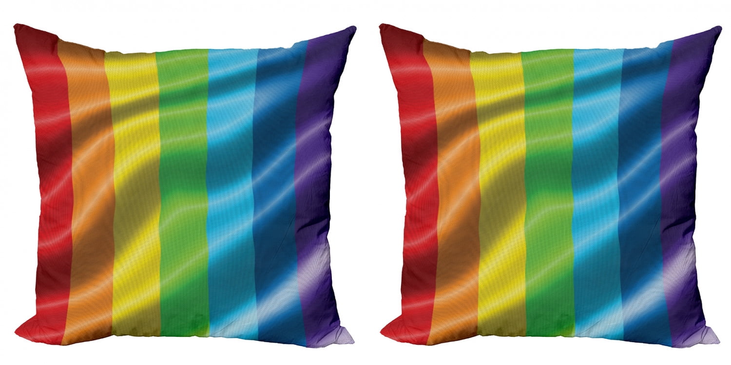 Ambesonne Rainbow Throw Pillow Cover 2 Pack, Pride Flag Inspired Design ...