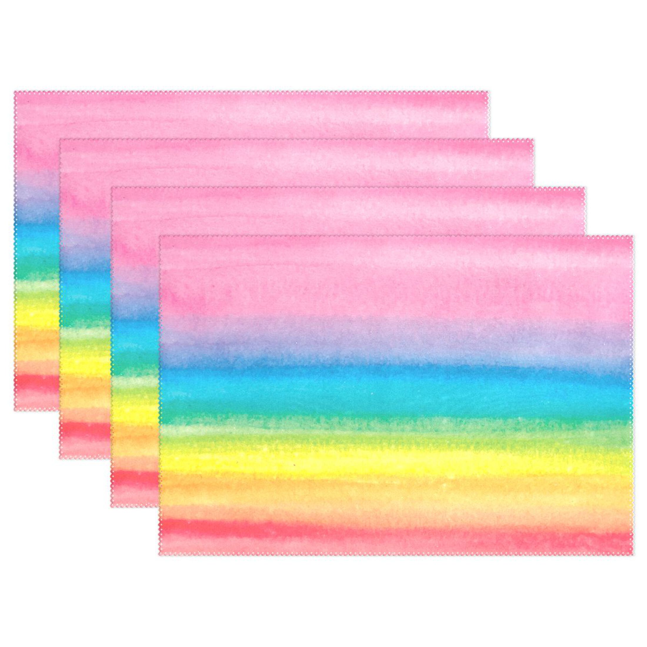 Rainbow Tie Dye Stripes Placemats Set of 4 Dining Table Mat Linen ...