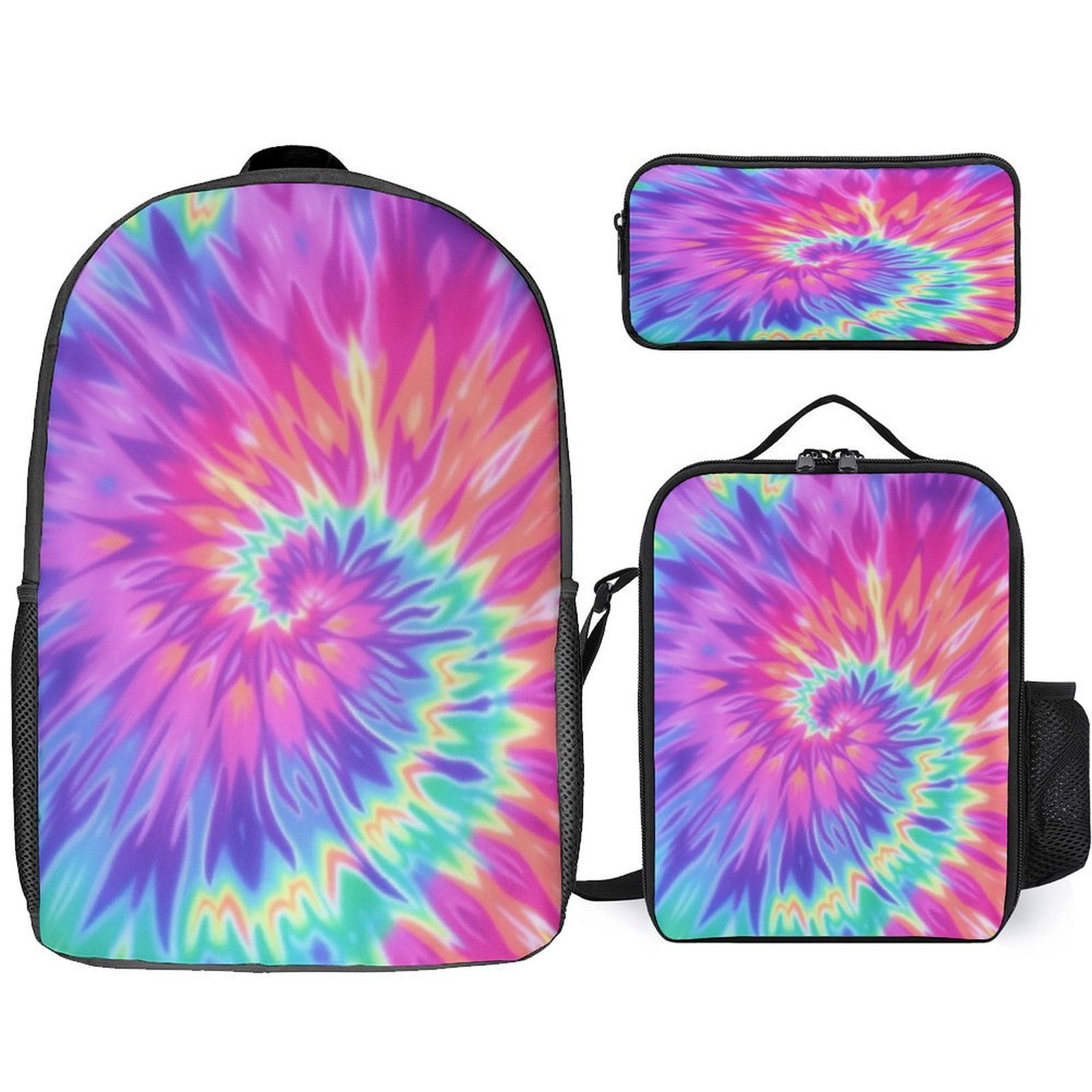 Rainbow Tie Dye Swirl 3pcs/Set Bags Laptop Daypack Backpack Lunch Bag Pencil Case - Walmart.com