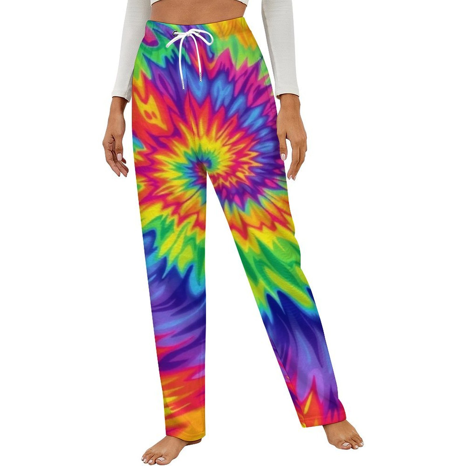 Rainbow Tie Dye Swirl Flannel Pajama Pants Home Pants Home Sleepwear ...
