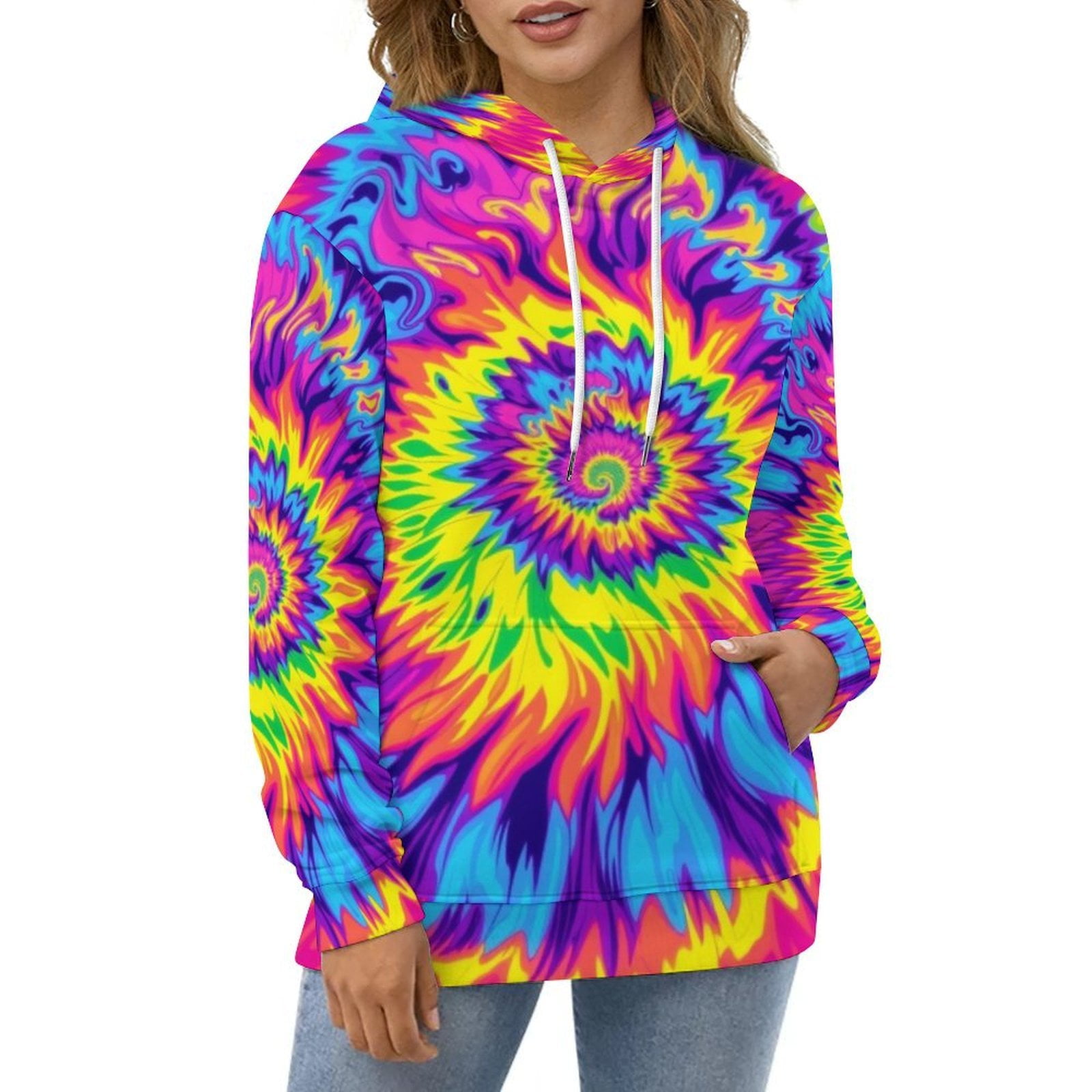 Rainbow Tie Dye Swirl Hoodies Long Sleeve Casual Hoodie Winter Classic ...
