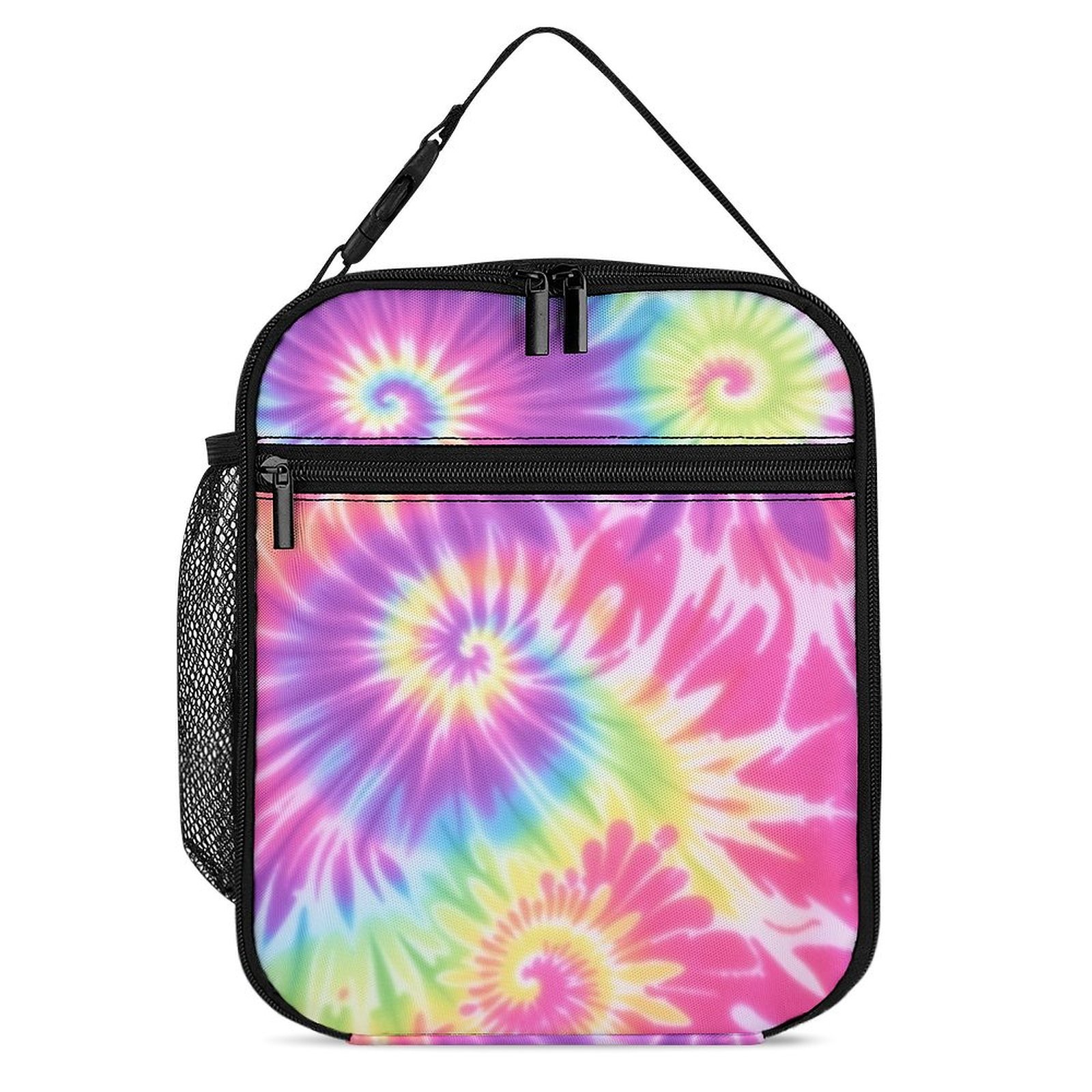 Rainbow Tie Dye Swirl Lunch Bag Women Portable Bento Box for Outdoor ...