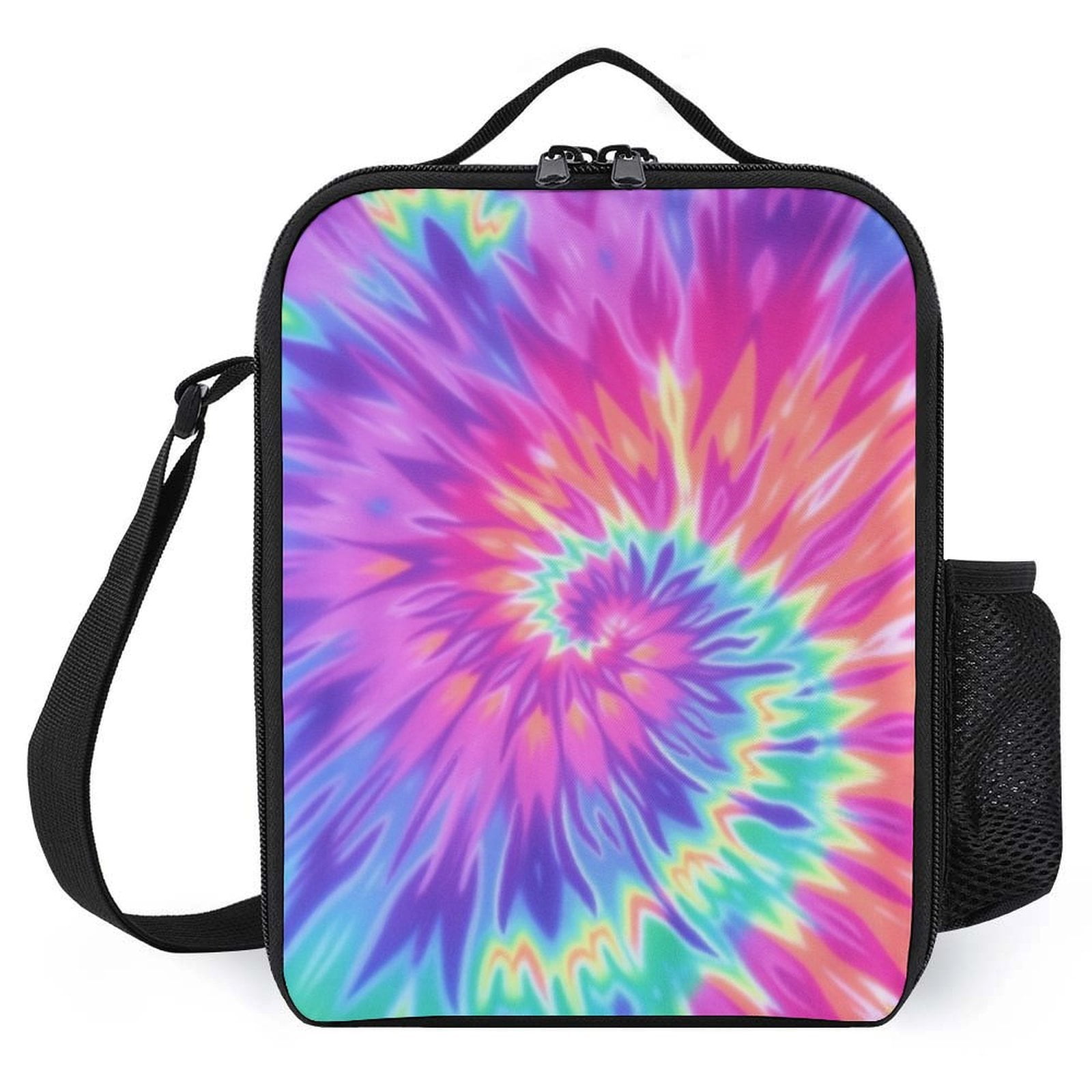 Rainbow Tie Dye Swirl Messenger Bag Cartoon Teenage Crossbody Bag Lunch ...