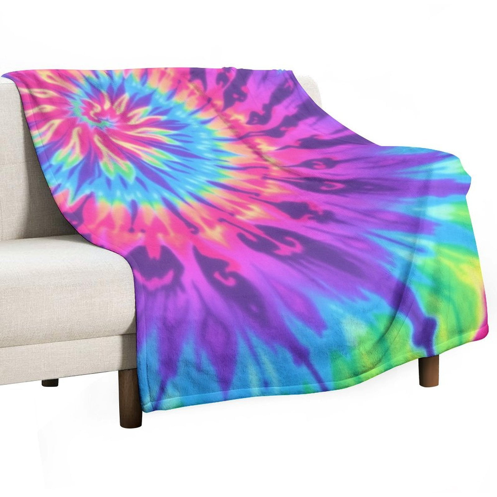 Rainbow Tie Dye Swirl Throw Blanket for Sofa Luxury Home Interior ...