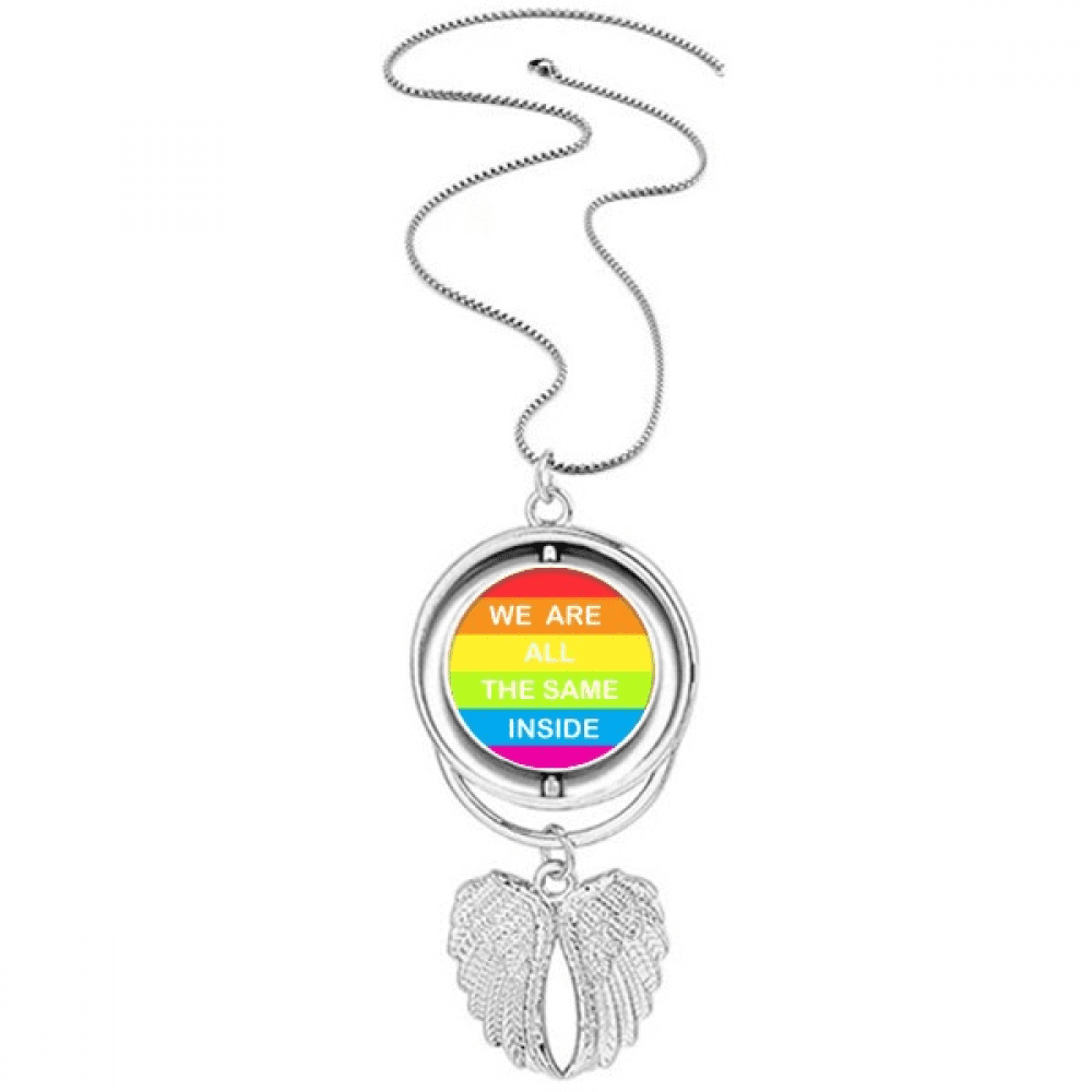 Rainbow Transgender LGBT Pendant Angel Wings Rotating Necklace Jewelry ...