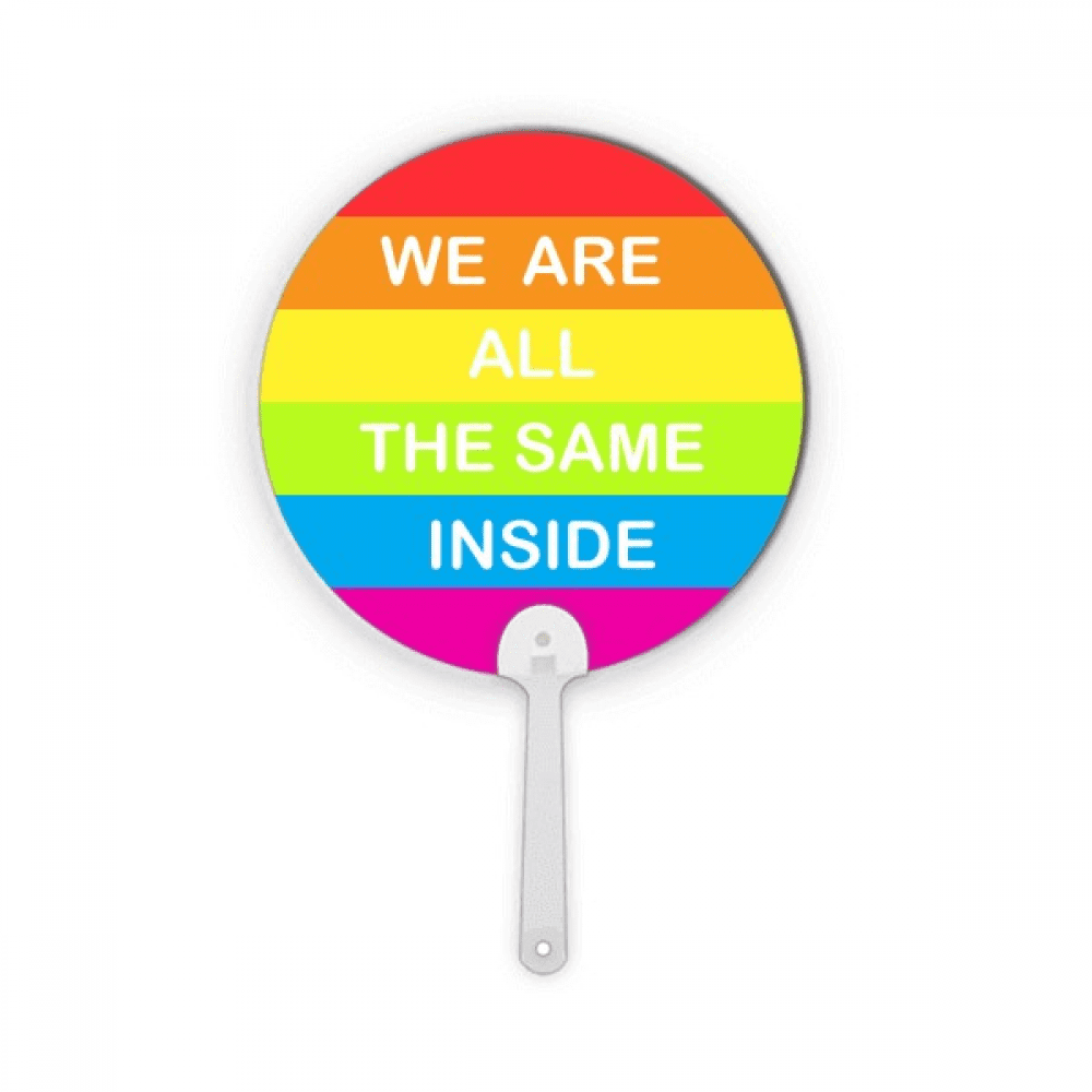 Rainbow Transgender LGBT Plastic Round Handheld Fan Decorations Craft ...